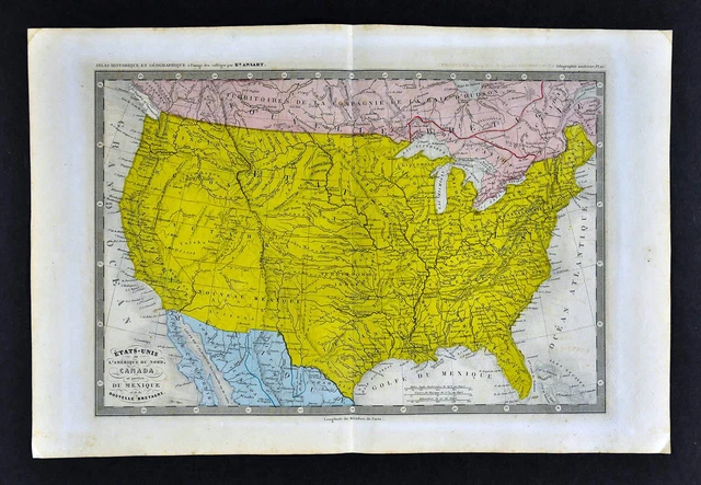 C 1859 ANSART Map - United States - Nebraska New Mexico Utah Oregon ...