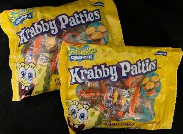 BAG OF SPONGEBOB Squarepants Krabby Patties Chewy Gummy Candy 2.54 Oz £ ...