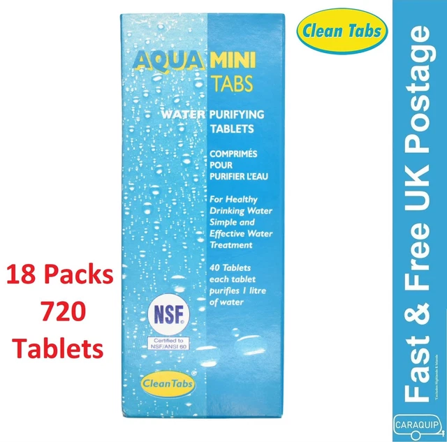 AQUA CLEAN MINI Tabs x 40 Drinking Water Purification Sterilising ...