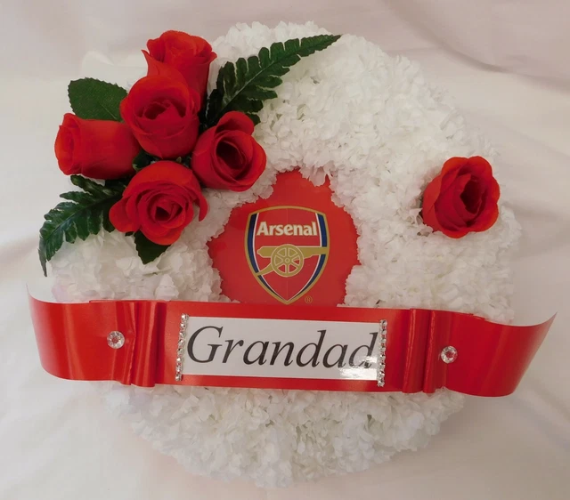 SILK ARTIFICIAL GRAVE Flowers Arsenal Football Wreath Posy Memorial Dad ...