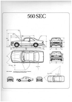 MERCEDES BENZ W126 560 SEC Technical Drawing DIN A4 Transparent Paper £ ...