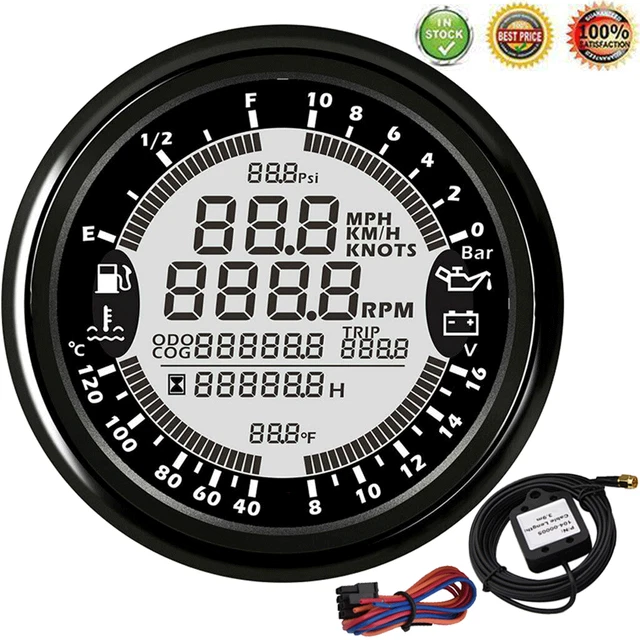 85MM 6IN1 MULTI-FUNCTION Gauge Digital GPS Speedometer Tachometer ...