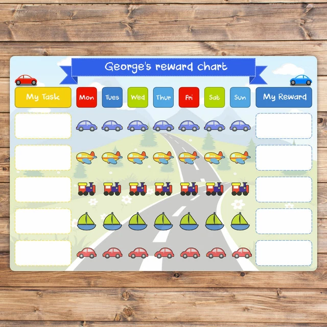 PERSONALISED WHITEBOARD TRANSPORT Reward Chart with free with free dry ...