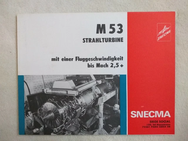 ORIGINAL SNECMA M53 - Sales Brochure Engine - Brochure £18.46 - PicClick UK