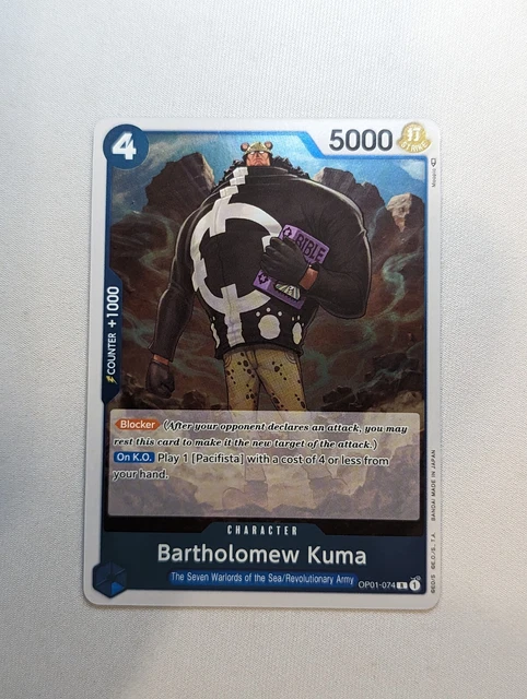 BARTHOLOMEW KUMA OP01-074 R - One Piece Card Game - Romance Dawn $3.13 ...