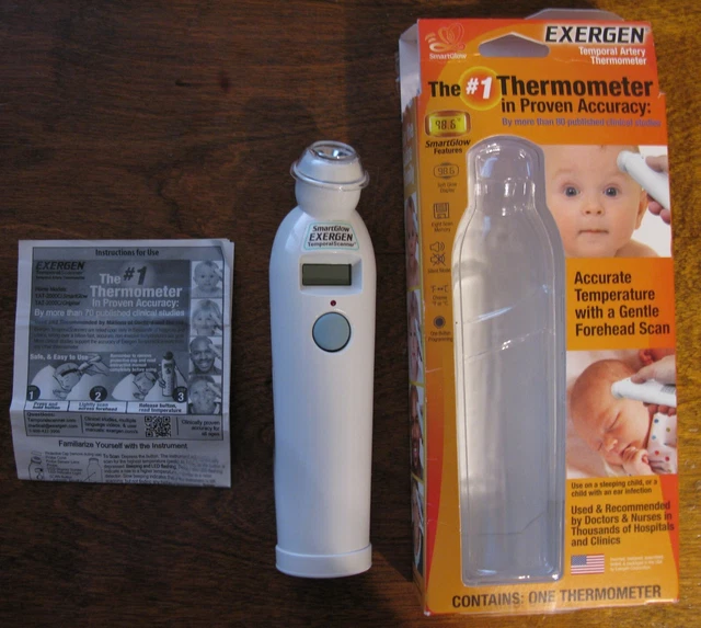 EXERGEN TEMPORAL ARTERY Thermometer- TAT-2000C Home Model w/ Smart Glow ...
