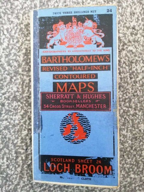 VINTAGE BARTHOLOMEW'S 1934 map of Loch Broom. Half Inch. Free postage ...