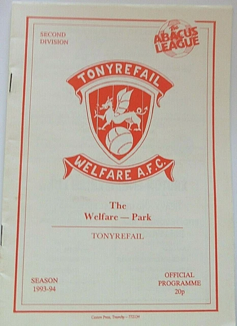 TONYREFAIL WELFARE V Pontyclun 4/9/1993 Welsh Abacus League - Division ...