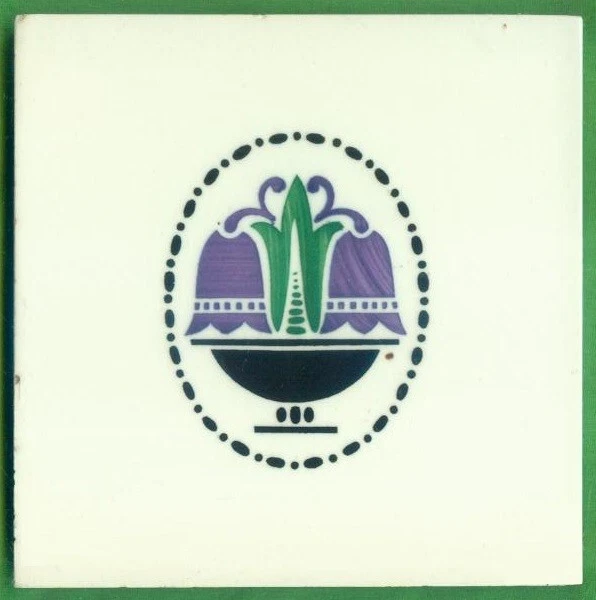 JUGENDSTIL FLIESE KACHEL, Art Nouveau Tile, Tegel, NSTG Blumenschale ...