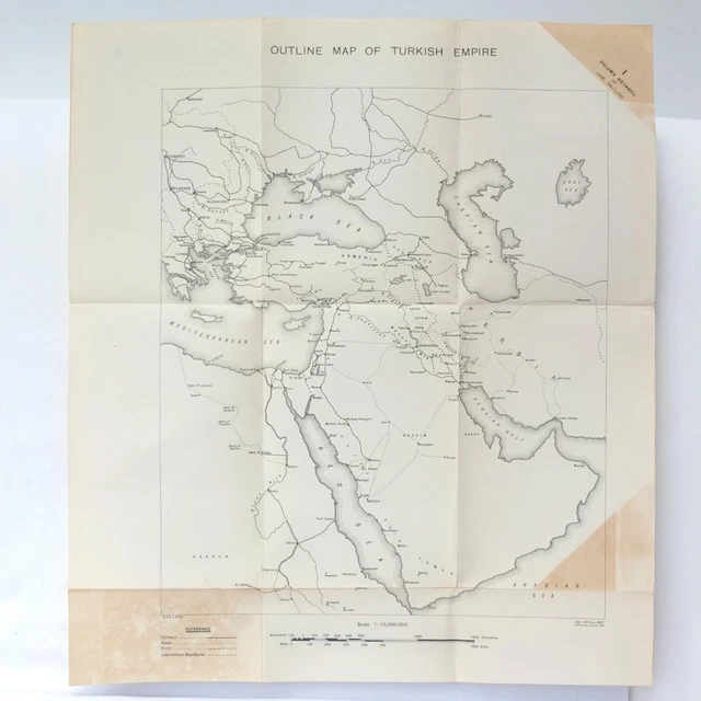 WW1 1917 TURKISH Empire War Office Outline Map G.s.g.s. Ottoman Turkey ...