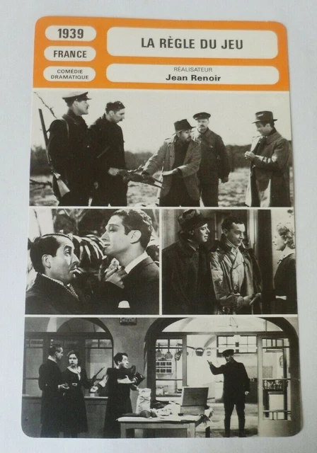 CARTE FICHE CINEMA 1939 LA REGLE DU JEU Marcel Dalio Nora Gregor Mila ...