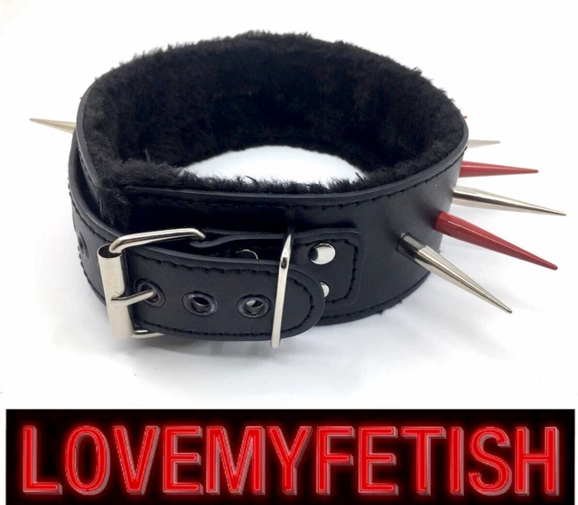 SPIKE BONDAGE COLLAR BDSM Restraint Mens Fetish Slave Gimp Mask Sissy ...