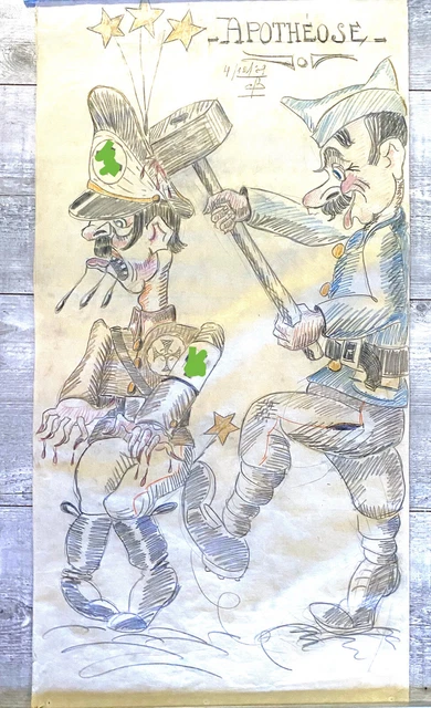 RARE ANCIEN DESSIN Original Humoristique ww2 Soldat Apothéose Signé ...