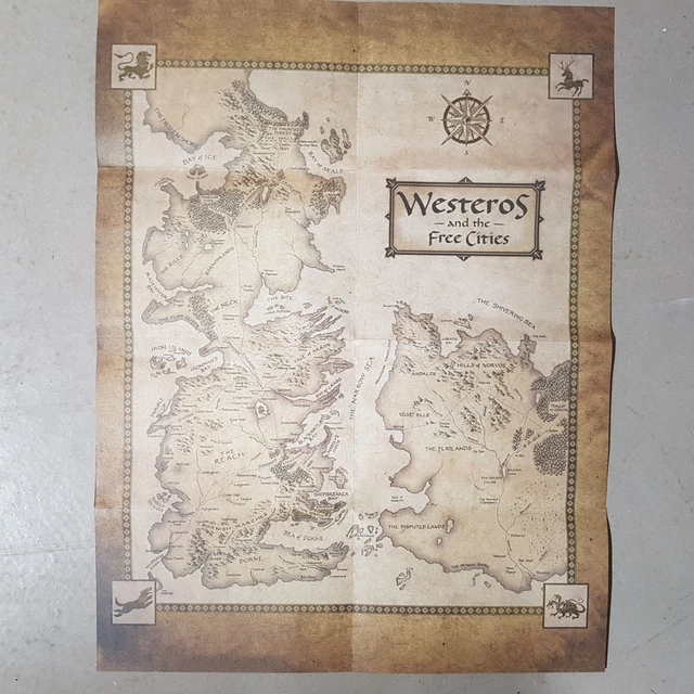 GAME OF THRONES Map Westeros & the Free Cities Poster 515 x 39cm EUR 5 ...