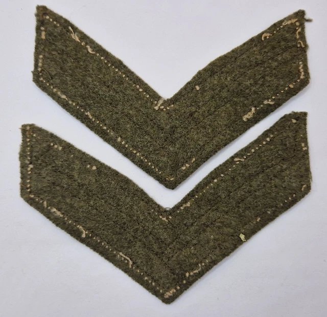 WW1 WW2 BRITISH Army Corporal Rank Chevrons Stripes Green embroidered ...