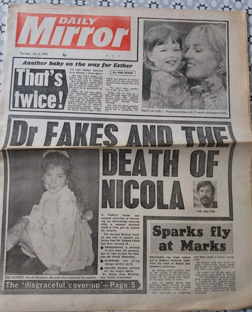 DAILY MIRROR JULY 5Th 1979 Front And Back Pages Birthday Anniversary ...