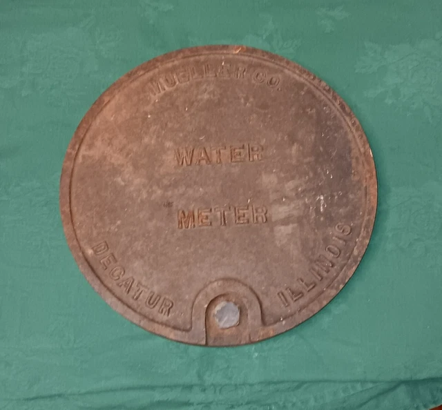VINTAGE MUELLER CO. Cast Iron Water Meter Box Cover, Decatur Illinois ...