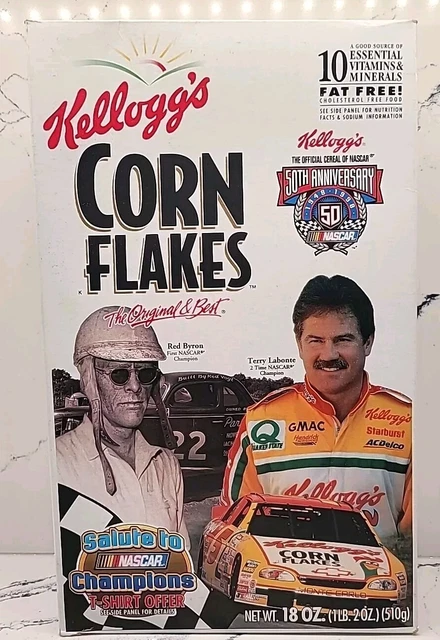 KELLOGGS CORN FLAKES Terry Labonte Red Byron Cereal Box Nascar 50th ...