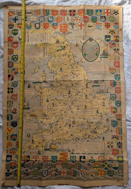 VINTAGE HISTORICAL MAP England &Wales. Lesley Bullock. Bartholomew ...