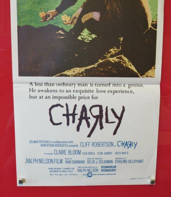 CHARLY ORIGINAL 1968 DAYBILL CINEMA MOVIE FILM POSTER Cliff Robertson ...