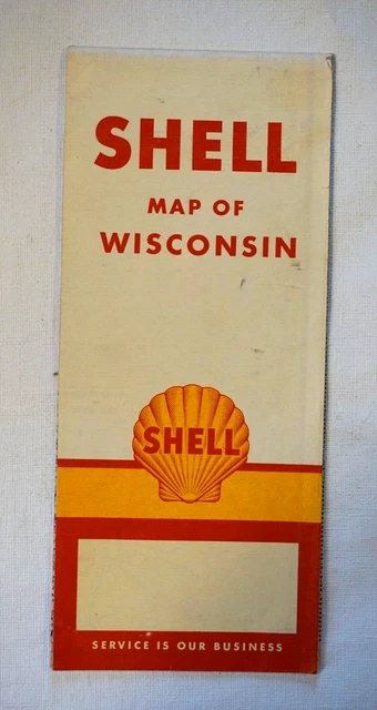 VINTAGE 1956 SHELL Map of Wisconsin $7.50 - PicClick
