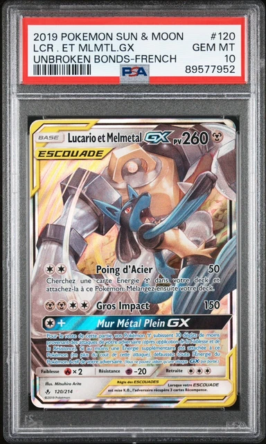 CARTE POKEMON LUCARIO Et Melmetal GX / SL10 Alliance Infaillible / PSA 10 FR EUR 119,99 ...