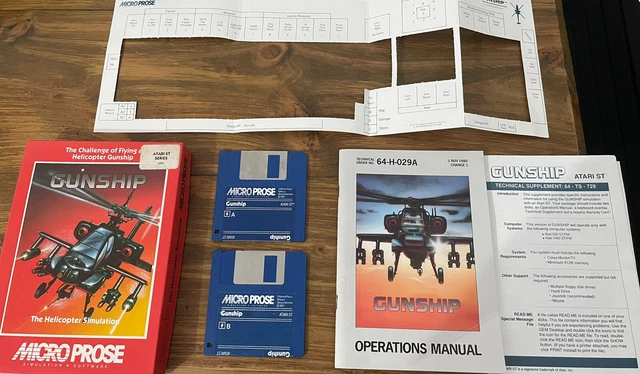 GUNSHIP ATARI ST Boxed complete Keyboard Overlay and Manuals VGC £22.00 ...
