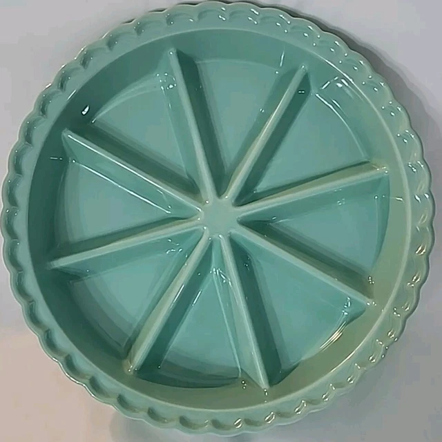 WORLD MARKET 11& Aqua Divided Pie Scone Quiche Tart Pizza Cookie Dish ...