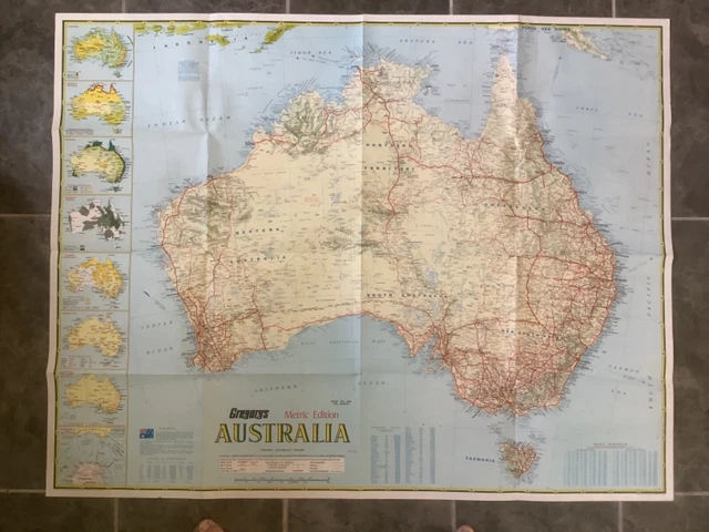 MAP OF AUSTRALIA. Gregory's Map No:150. 9th Edition, 1970's. 1140 x 890 ...