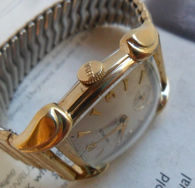 OROLOGIO SVIZZERO FANCY Lug Vintage anni '50 Uomo Benrus 17 Gioiello 10k RGP 4 RIPARAZIONE EUR ...