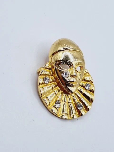 VINTAGE BEAUTIFUL VENECIAN Mask Pierrot Theater Brooch Broche Brouch ...