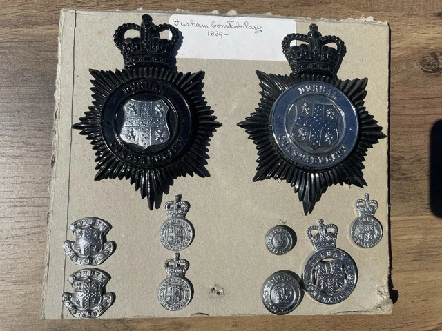 DURHAM CONSTABULARY POLICE Force Helmet Plate, Cap Badges, Collars ...