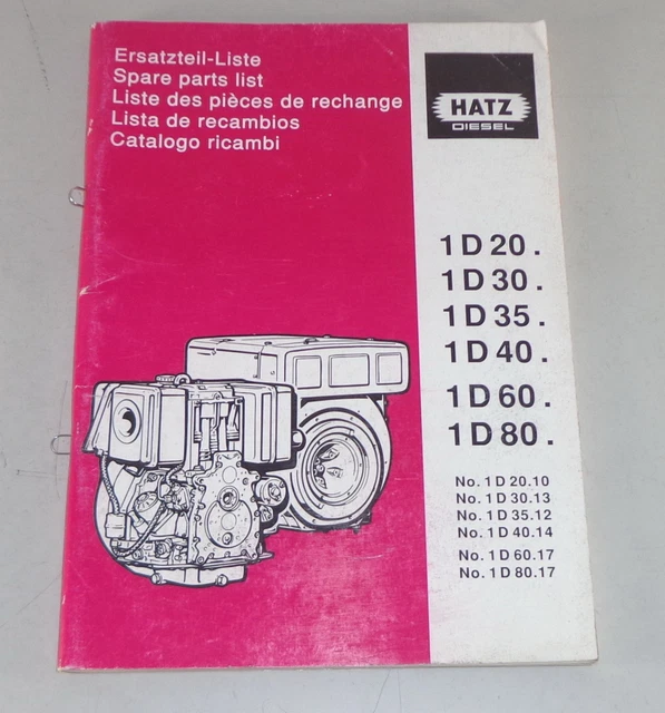 CATALOGO PARTI / elenco parti Hatz motore diesel 1D20 / 1D30 / 1D35 ...