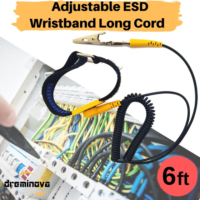 2PCS ANTI-STATIC ESD WRIST STRAP BAND EARTHING GROUNDING BRACELET LONG ...