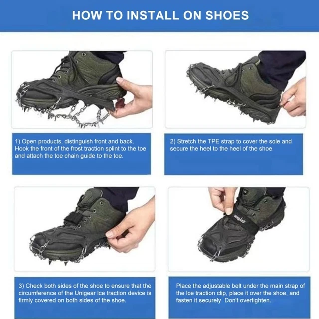 18/19 TOOTH ICE Claw Antiskid Crampon Shoe Cover Ice Grasping Skiing ...