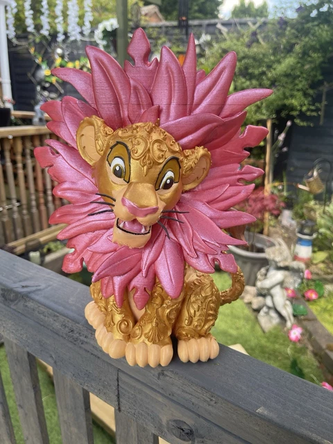 MODERN GOLD LION King Simba Figurine | Pink Mane Decorative Lion Statue ...