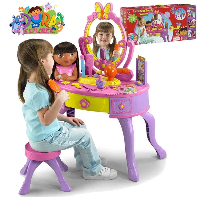 LET'S GET READY Vanity Dora the Explorer Mirror Set Kids Child Pretend ...