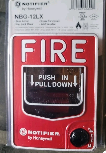NOTIFIER NBG-12LX FIRE Alarm Addressable Dual Action Pull Station With ...