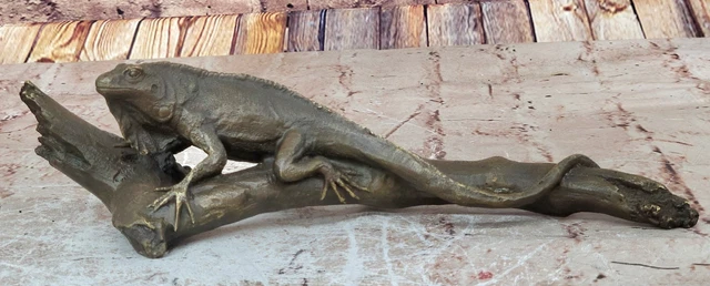 ART DECO LIFE Size Lizard Iguana Hot Cast Vienna Bronze Signed Original ...