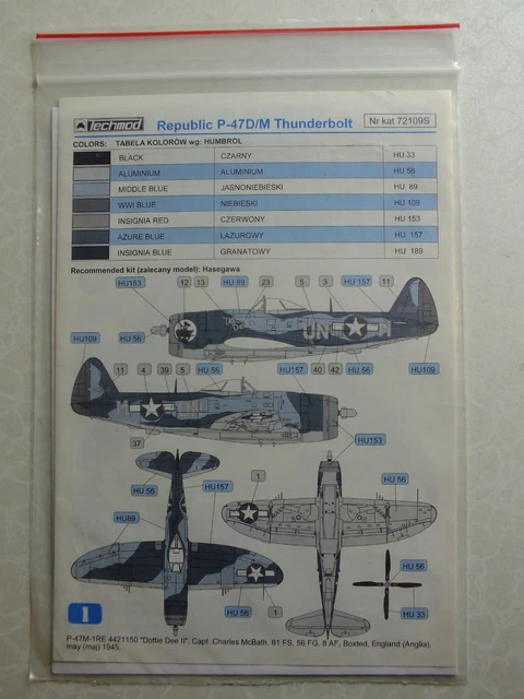 TECHMOD DECALS 1/72 Republic P-47 D/M Thunderbolt 72109 £7.00 - PicClick UK