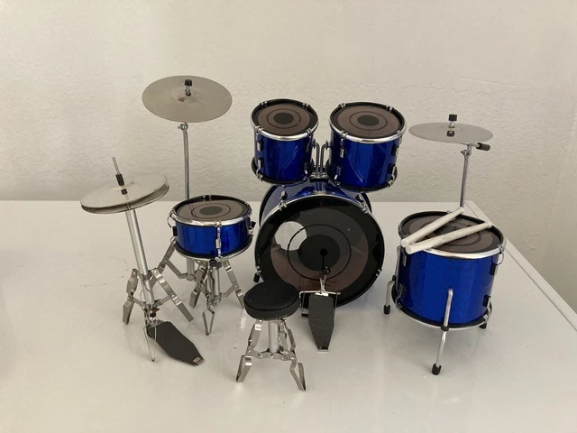 MINIATURE BLUE DRUM Set, Drums Kit $7.68 - PicClick AU