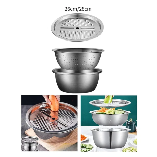 MULTIFUNCTION STAINLESS STEEL Basin with Grater for Potatoes Cheese ...