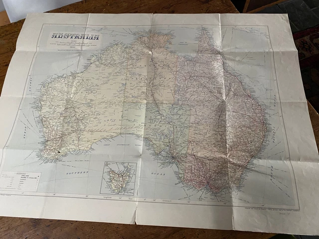LARGE MAP OF AUSTRALIA Department of Interior Government Issue 1937 $28 ...