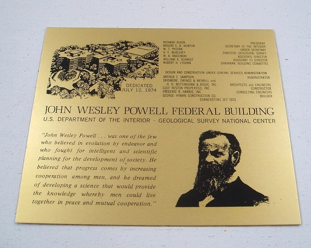 JOHN WESLEY POWELL Federal Building Plaque Sign 1974 US Government $25. ...