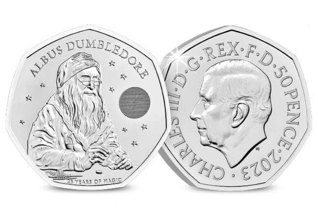 PROFESSOR ALBUS DUMBLEDORE 50p Coin BUNC Harry Potter 25 Years Fifty ...
