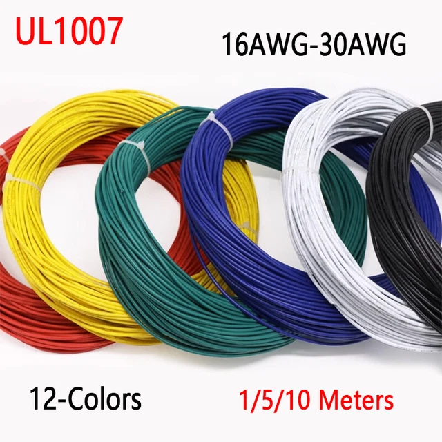 UL1007 FLEXIBLE ELECTRIC Wire 16AWG~30AWG Tinned Copper Stranded Cable 12 Colors $0.99 - PicClick CA