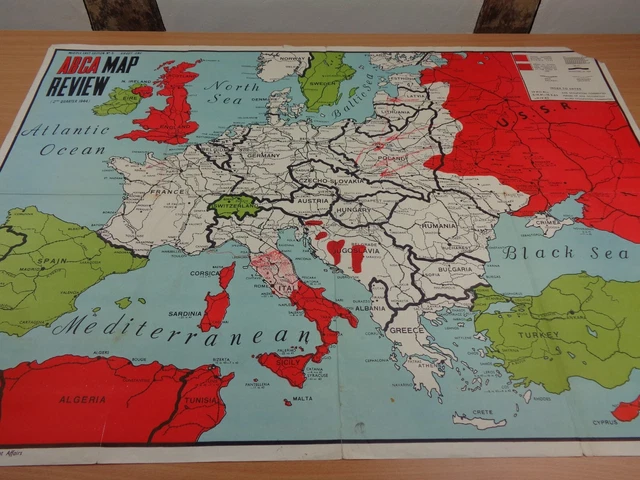 WW2 BRITISH ARMY map of Europe around D-DAY (April-June 1944) MIDDLE ...