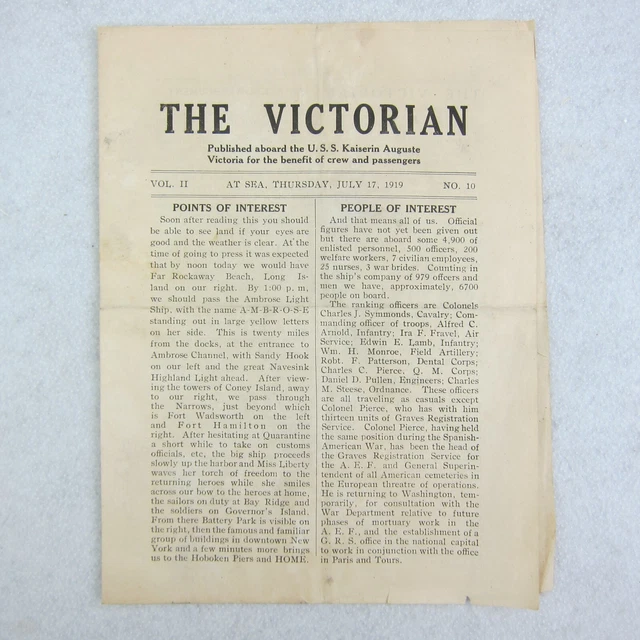USS KAISERIN AUGUSTE Victoria Shipboard Newspaper The Victorian WWI 17 ...