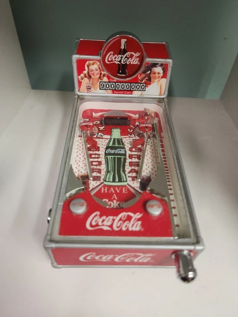 RARE VTG. 1998 Coca Cola Mini Pinball Machine Musical Bank Pin-ups ...