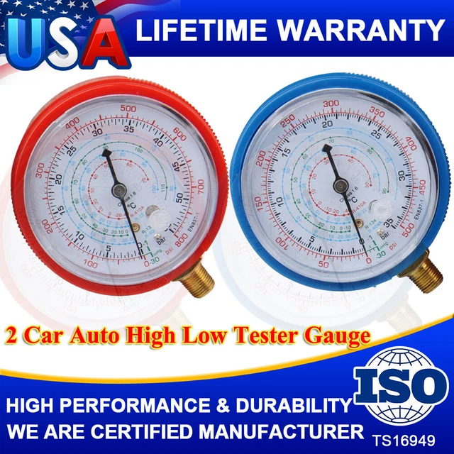HVAC REFRIGERATION LOW High Pressure Gauge A/C Air Conditioner Recharge ...
